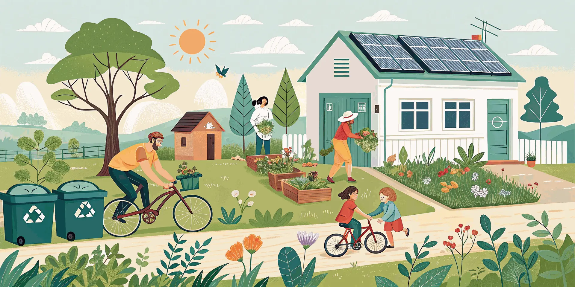 What are 3 examples of living sustainably or being sustainable?